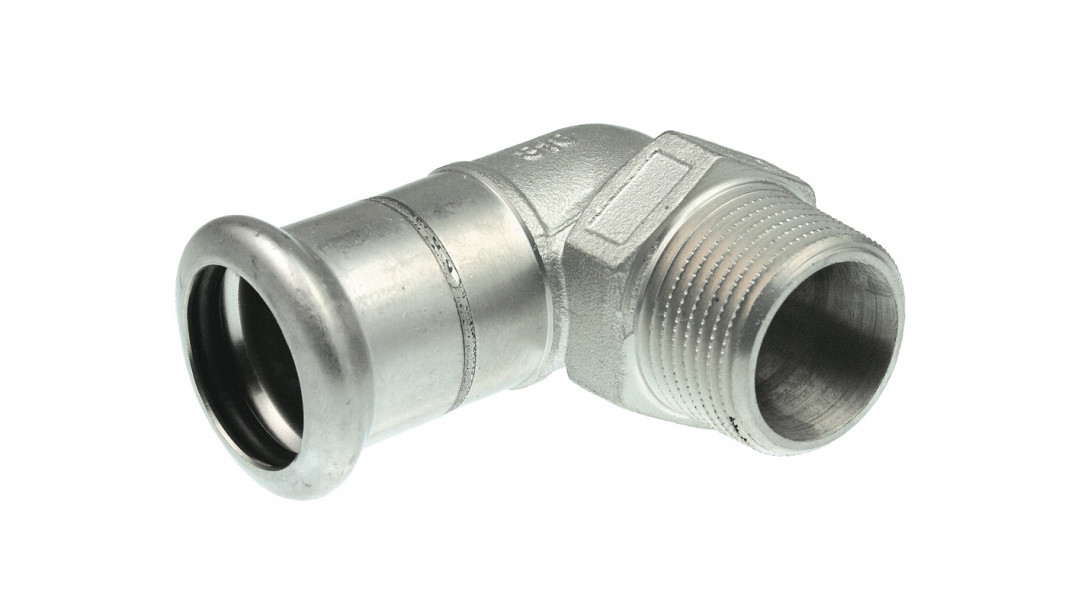 XPress Edelstahl Übergangswinkel 90° mit Aussengewinde